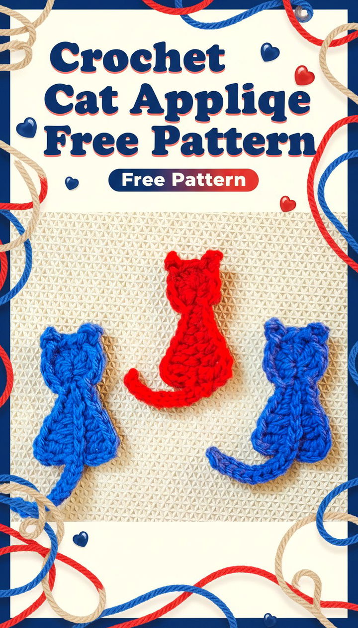 10 Easy Crochet Cat Applique Pattern (Free & Beginner‑Friendly ...
